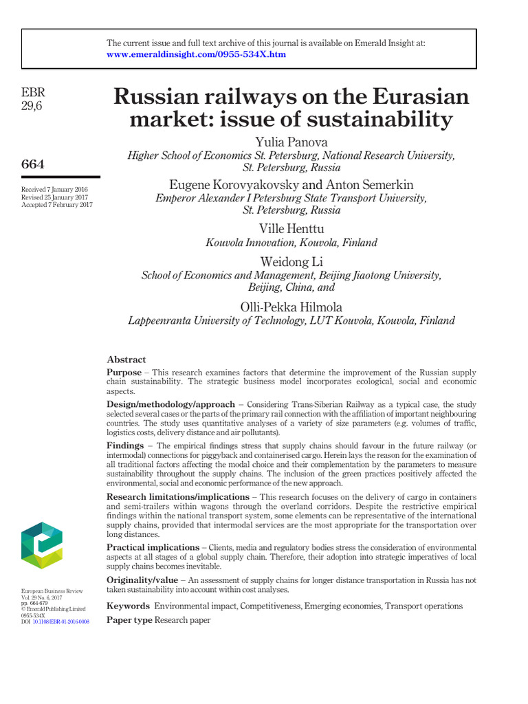 Russian railways on the Eurasian | PDF | Sustainability | Transport