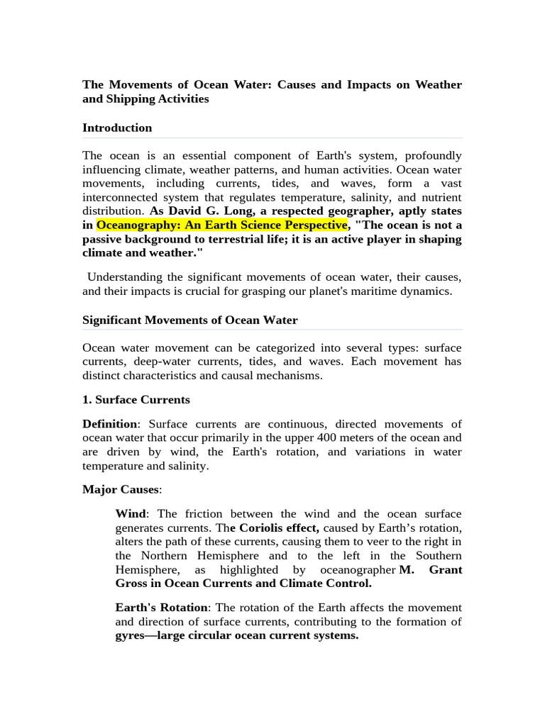 Ocean Water Movements: Weather & Shipping | PDF | Oceans | Indian Ocean
