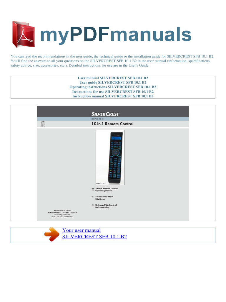 manual user-manual-SILVERCREST-SFB 10.1 B2-E | PDF