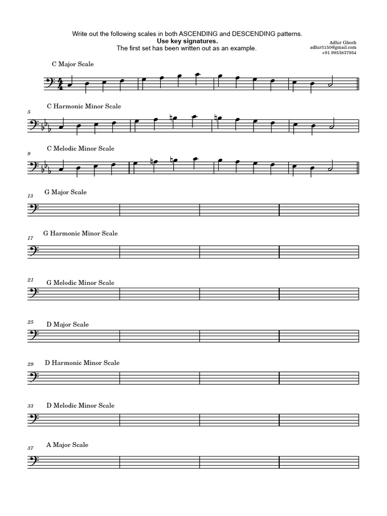 Musical Scales in Ascending & Descending | PDF