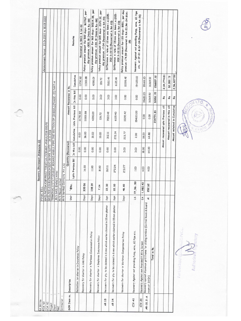 part-a recovery statement | PDF