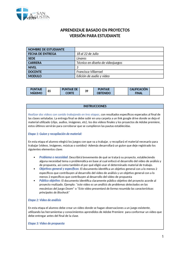 Examen - ABpro Estudiante - Edición de Audio y Video | PDF | Vídeo