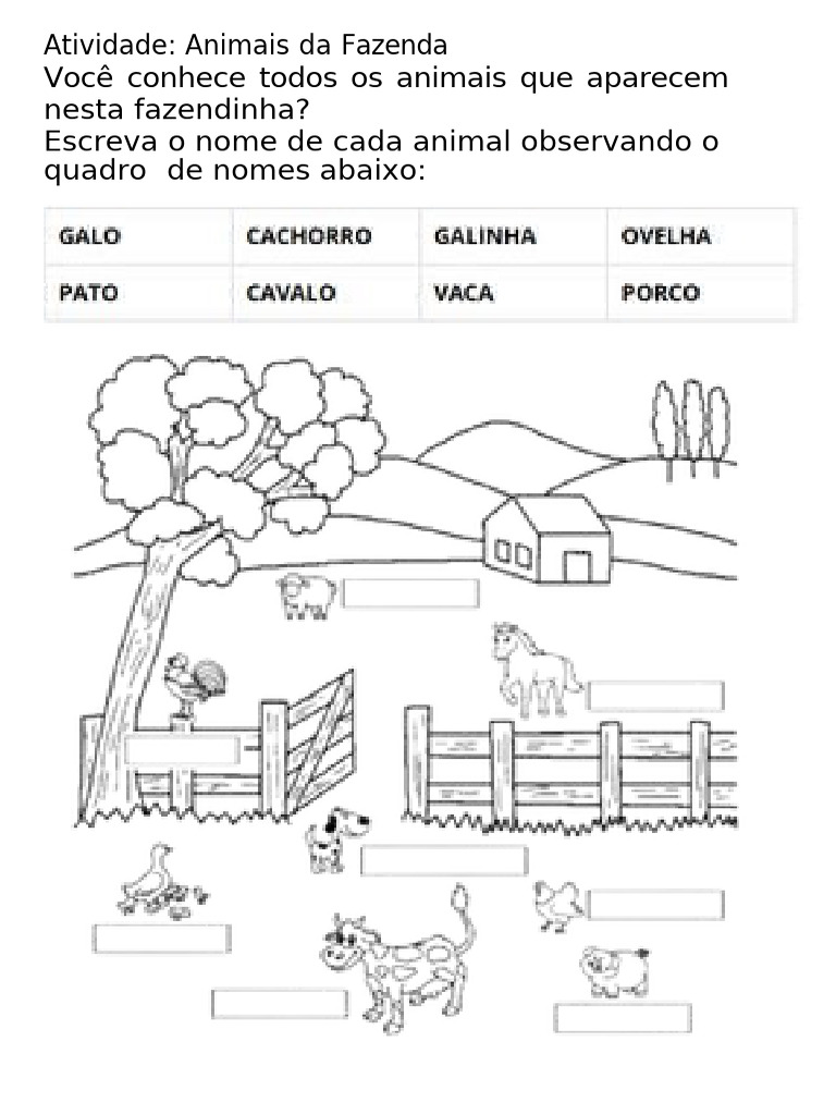 Atividade Animais Da Fazenda Você Conhece Todos Os Animais Que Aparecem ...