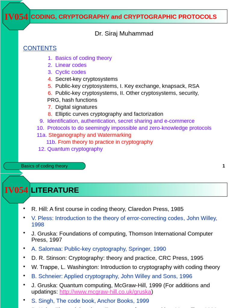 Coding Theory and Cryptography Basics | PDF | Cryptography | Code