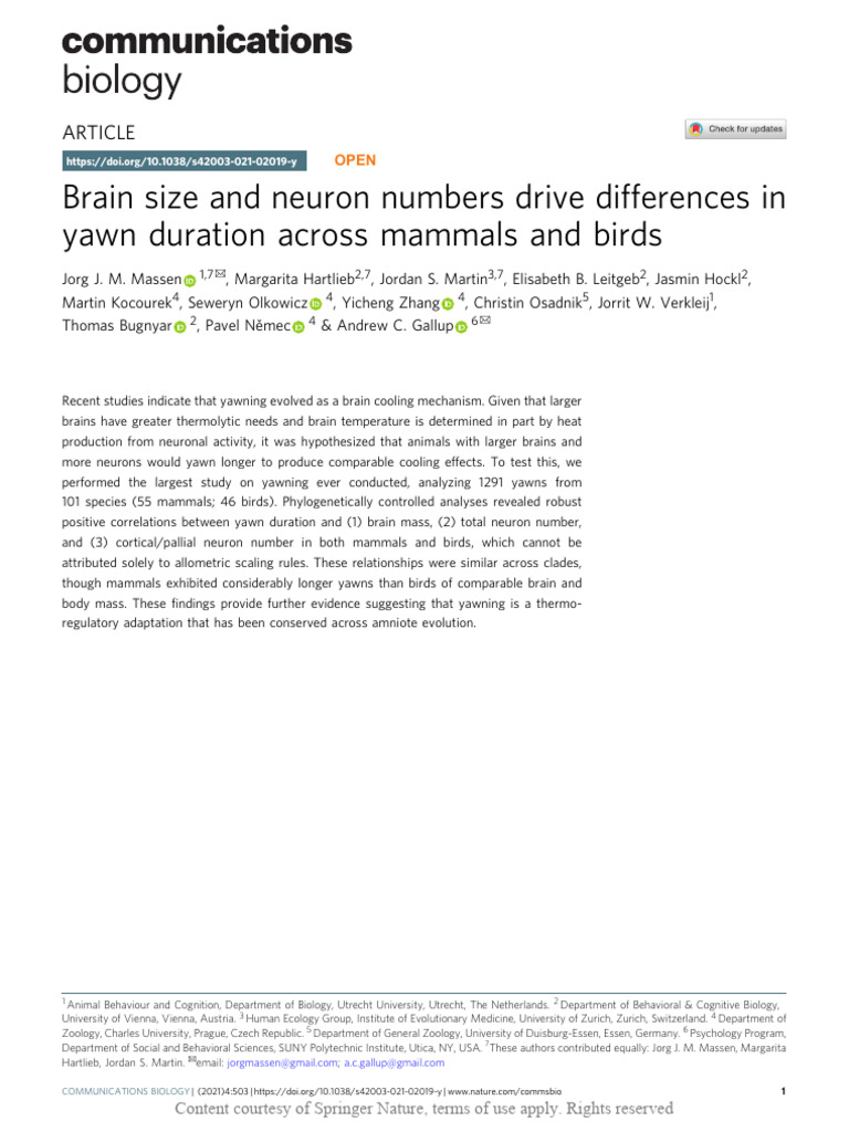 Brain Size and Neuron Numbers Drive Differences in | PDF | Brain | Mammals