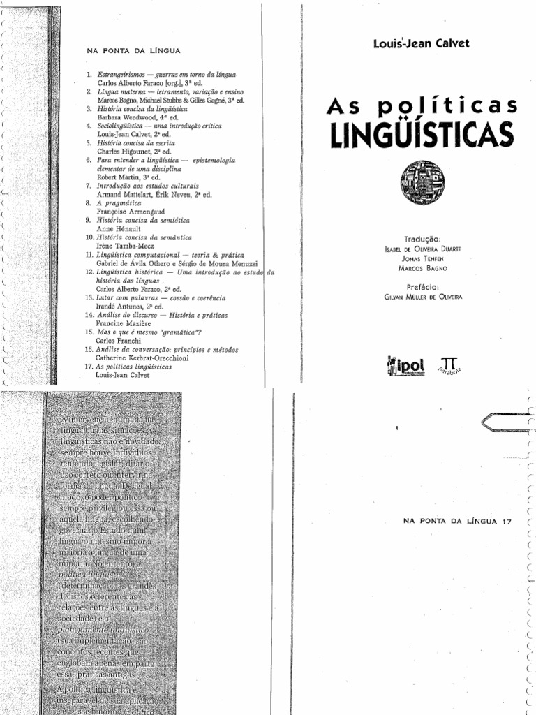 Louis-Jean Calvet - As Políticas Linguísticas | PDF