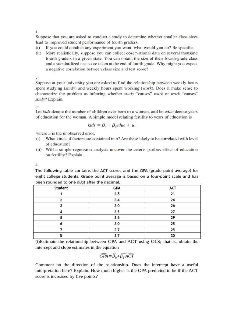 GPA and ACT Score Relationship Analysis | PDF