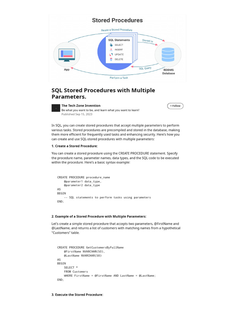 SQL Stored Procedures with Multiple Params | PDF | Parameter (Computer ...