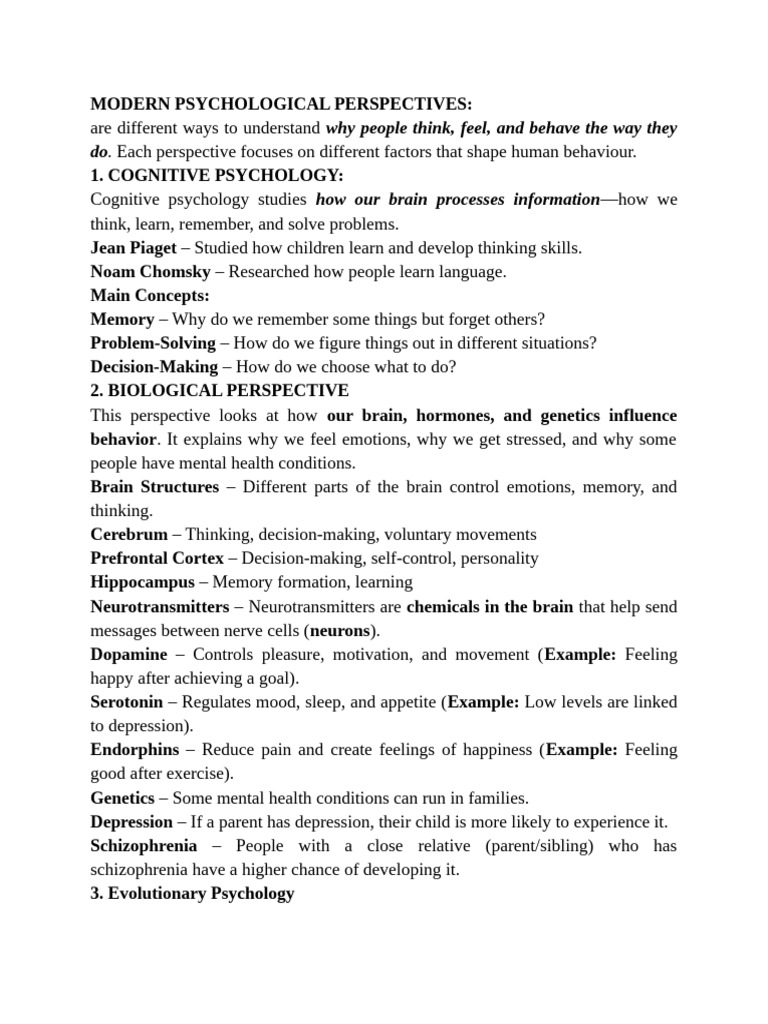 Modern Psychological Perspectives | PDF | Positive Psychology | Psychology