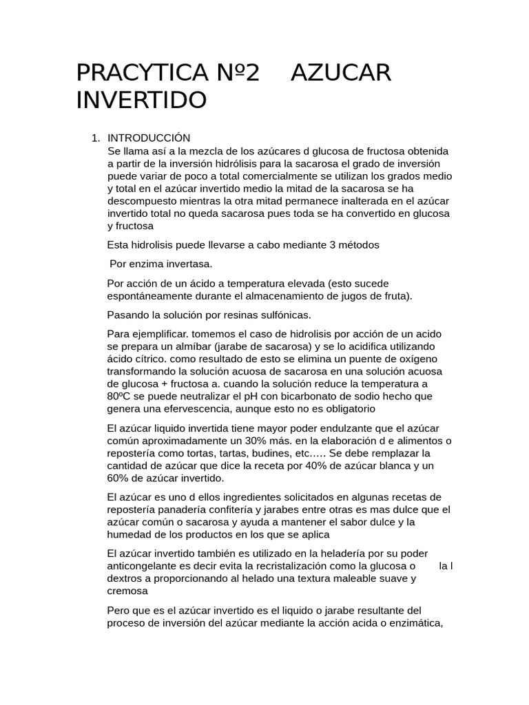 Cómo Elaborar Azúcar Invertido en Casa | PDF | Sacarosa | Glucosa