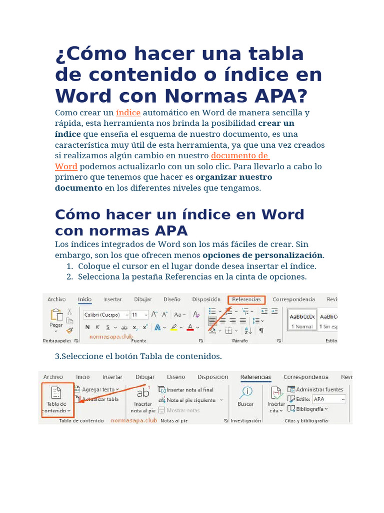 Crear índice en Word con Normas APA | PDF | Software