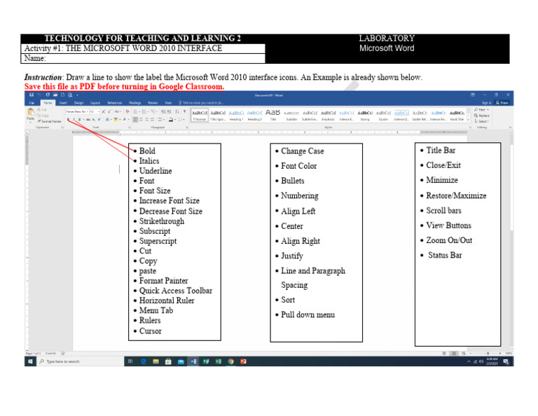 Mayjessa Abenojatarubal - Ms Word Interface | PDF | Microsoft Word | Software