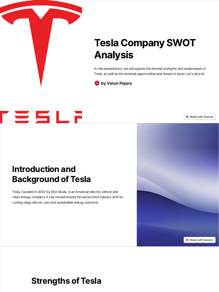 Tesla Company SWOT Analysis | PDF | Electric Vehicle | Economies