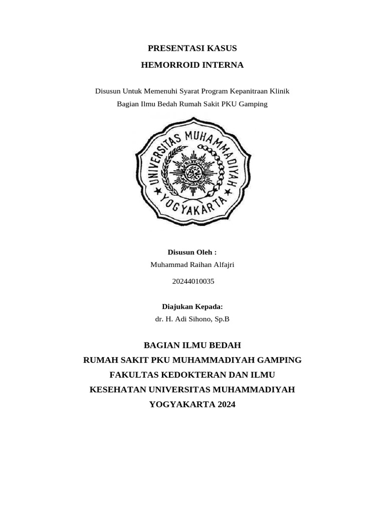 PRESUS HEMOROID - Raihan - Dr. Adi (Revisi) | PDF