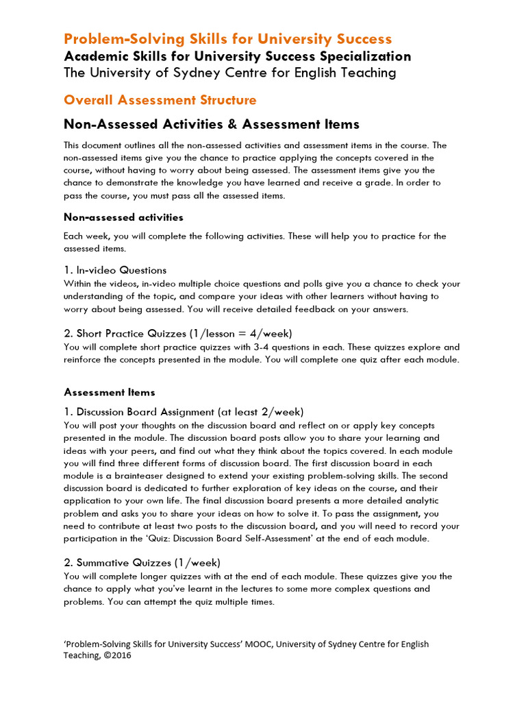 Problem-Solving Skills Course Assessment Guide | PDF | Educational ...
