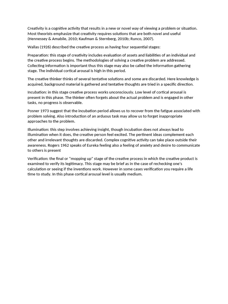 stages of creative thinking. | PDF