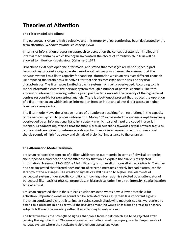 Theories of Attention | PDF | Attention | Neuropsychology