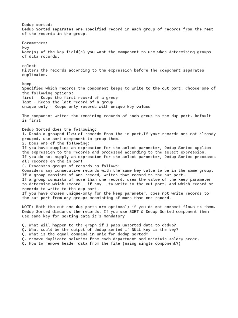 Dedup Sorted | PDF