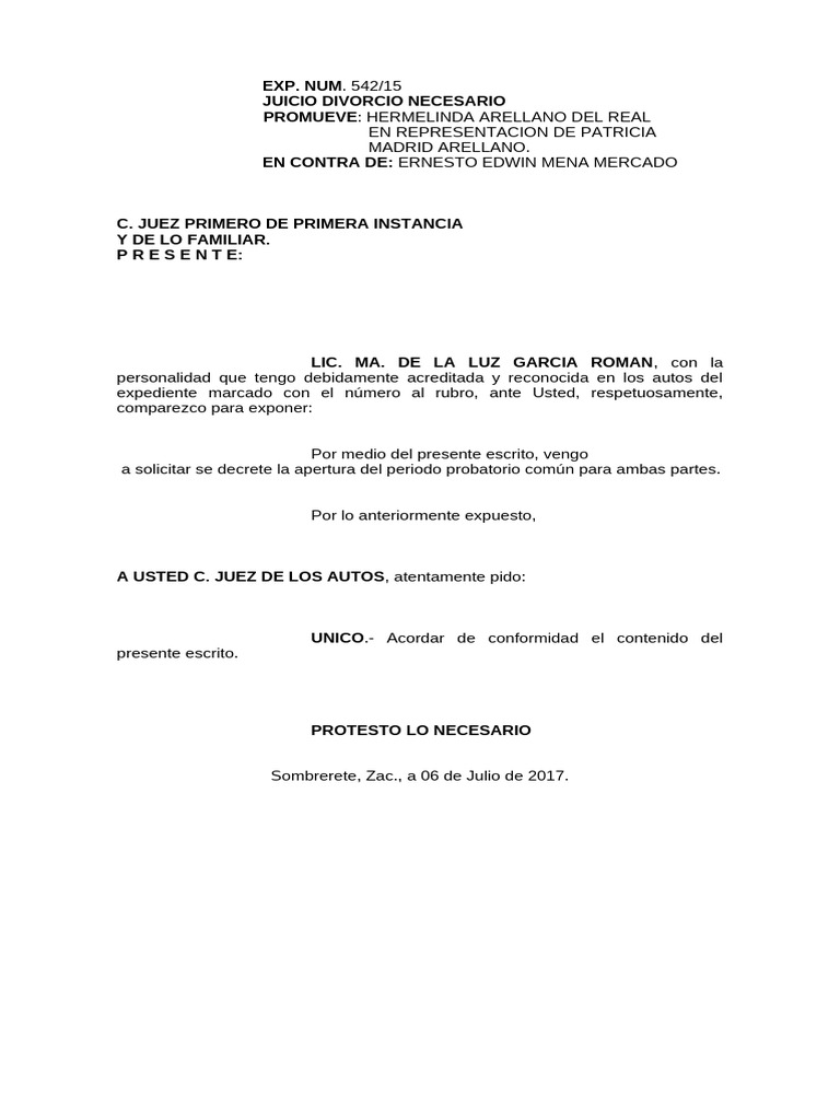 Apertura Del Periodo Probatorio | PDF