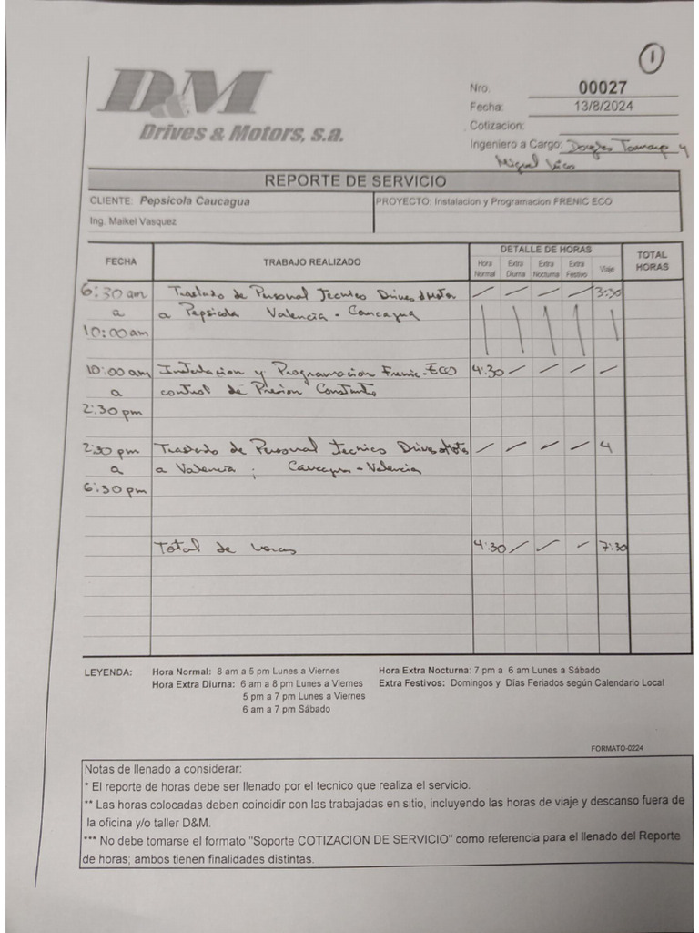 Reporte de Servicio 1 | PDF
