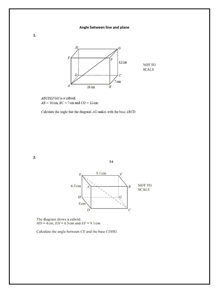 Angle Between Line and Plane | PDF