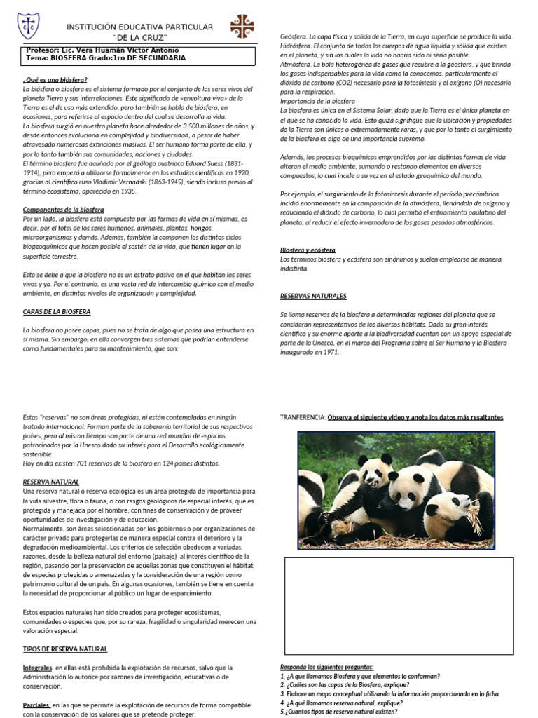 ¿Qué es la biósfera y su importancia? | PDF | Tierra | Entorno natural