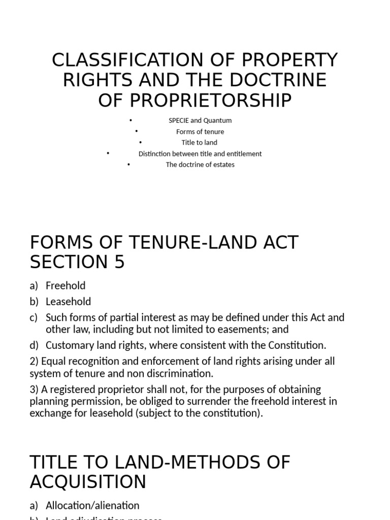 Property Rights and Tenure Types Explained | PDF | Leasehold Estate | Lease