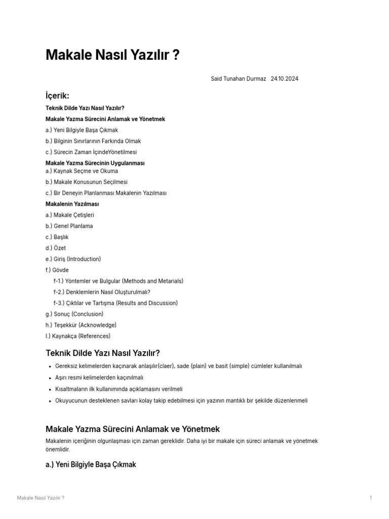 Makale Nasıl Yazılır | PDF