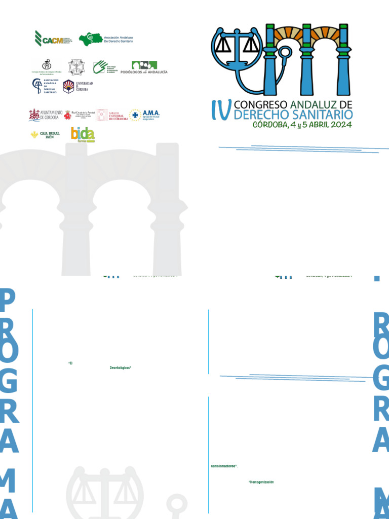 Diptico Programa Iv Congreso Andaluz Derecho Sanitario | PDF | Gobierno | Esfera pública