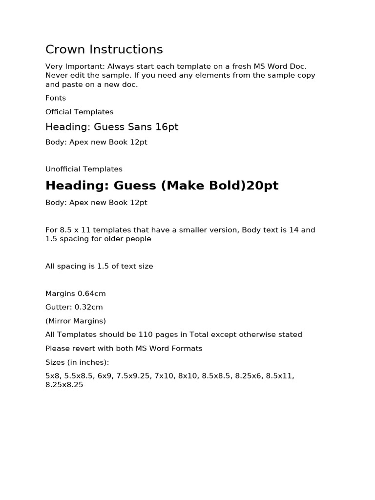 Crown Template Formatting Guide | PDF