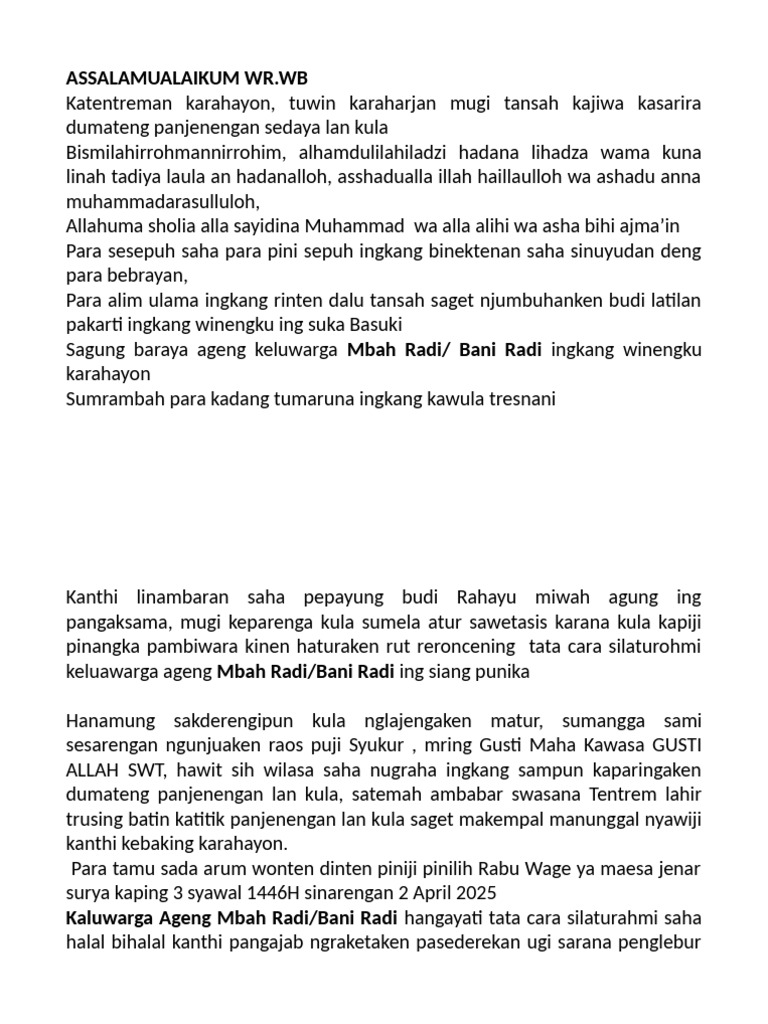 Naskah Pranatacara Halbil Jawa | PDF