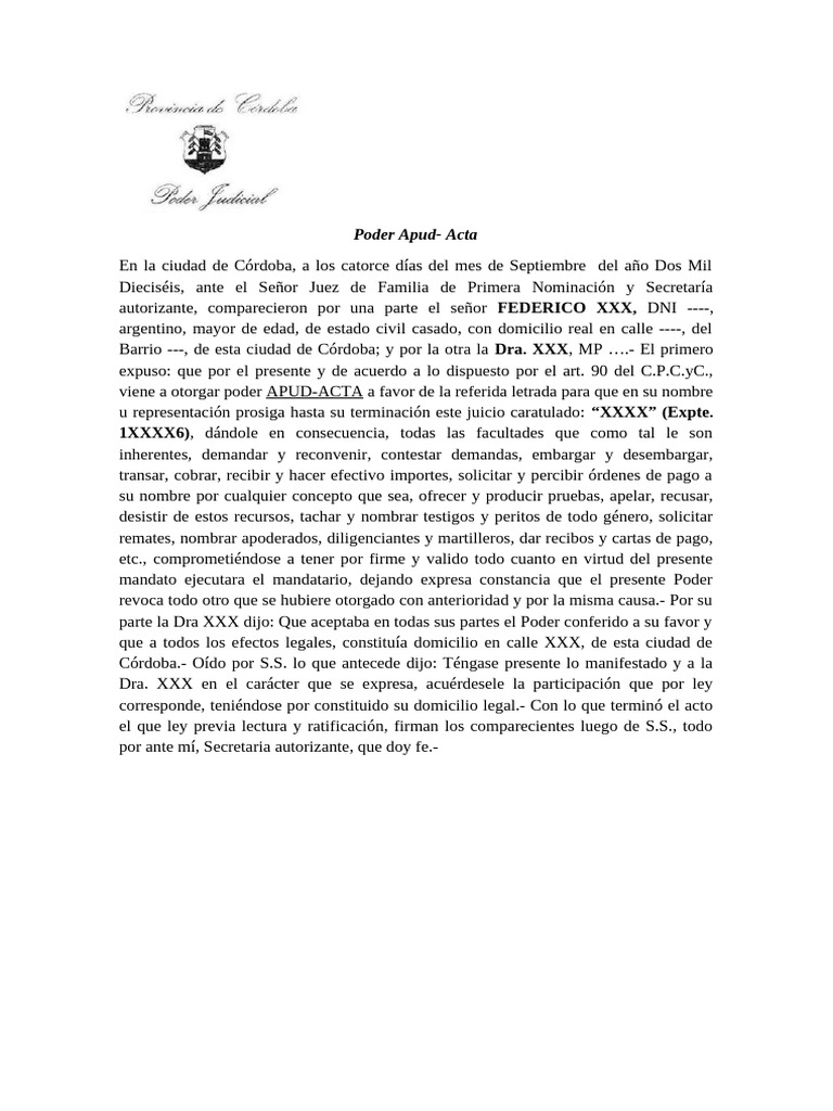 Modelo Poder Apud Acta | PDF