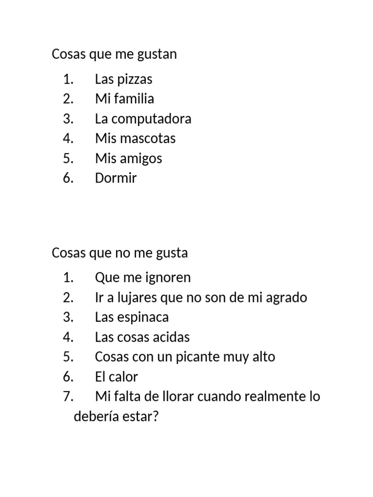 Cosas Que Me Gustan | PDF