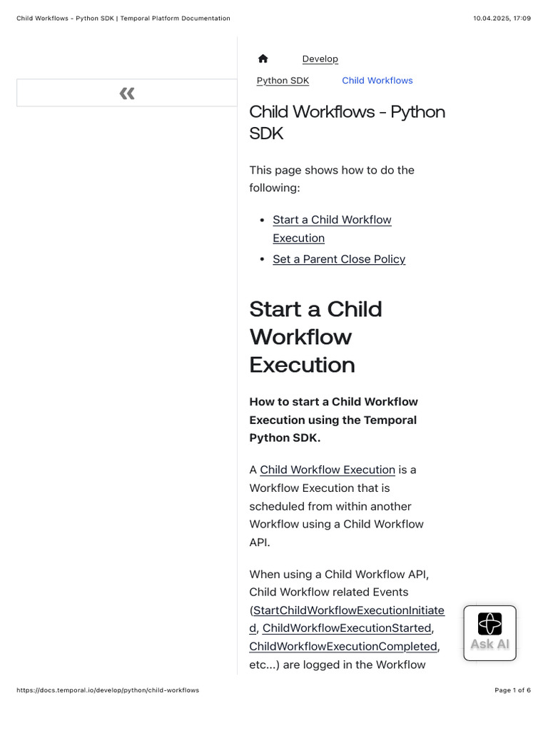 Child Workflows - Python SDK - Temporal Platform Documentation | PDF | Computer Programming ...