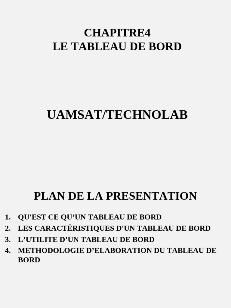 Ch4 Tableau de Bord | PDF