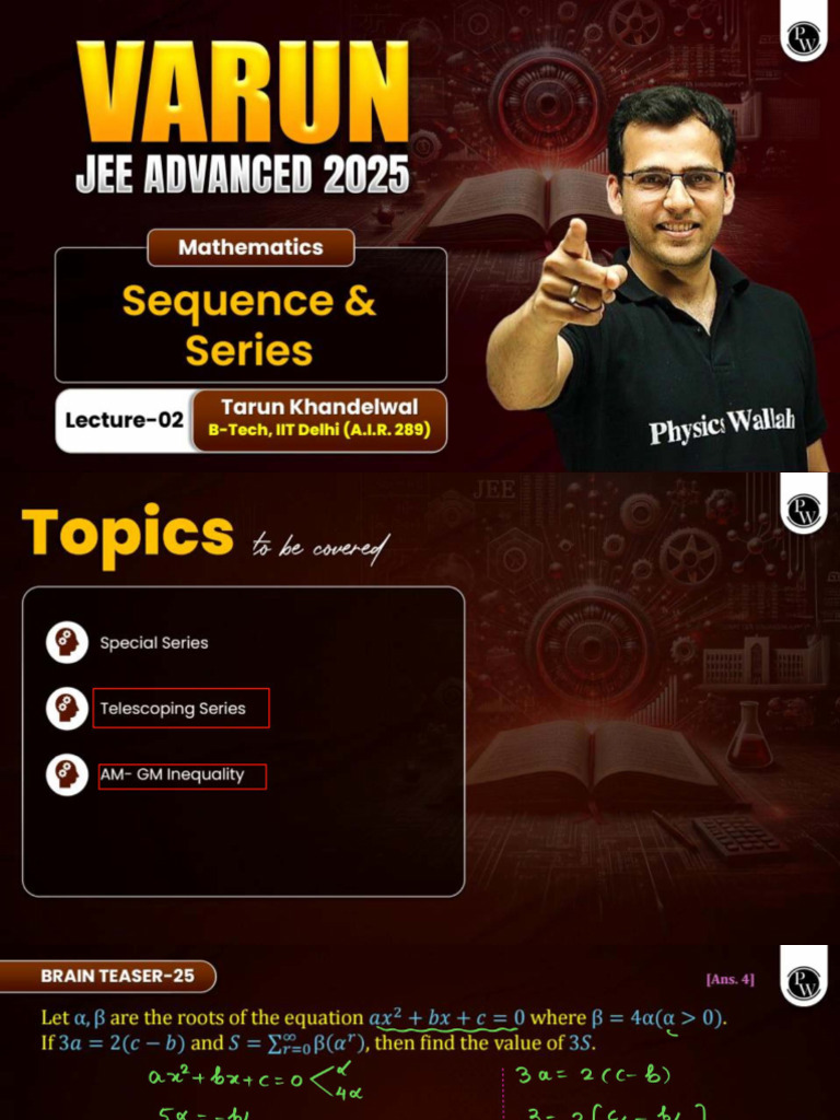 Sequence Series 02 Class Notes Varun Jee Advanced 2025 Pdf Pdf