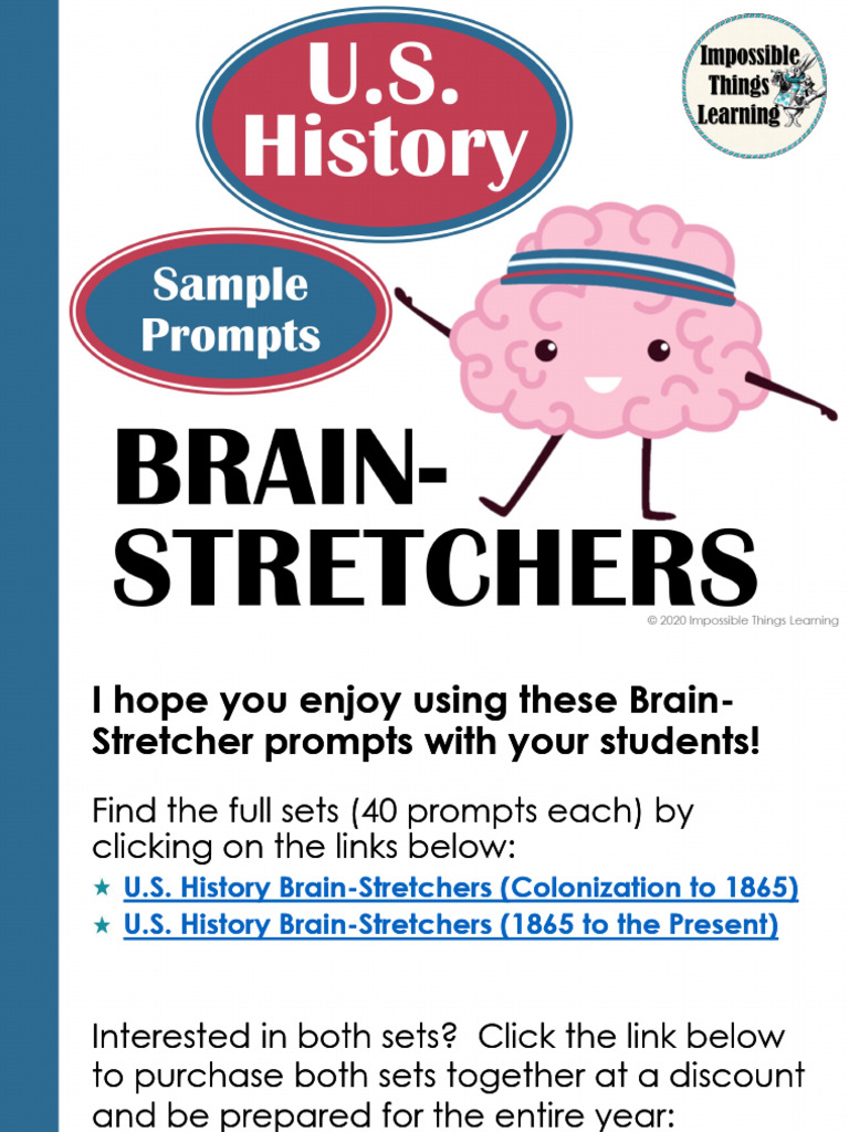 USHistoryBellRingersDiscussionQuestionsWritingPromptsSample 1 | PDF
