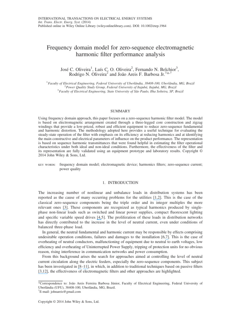 Frequency Domain Model for Zero Sequence | PDF | Inductance | Electrical Impedance