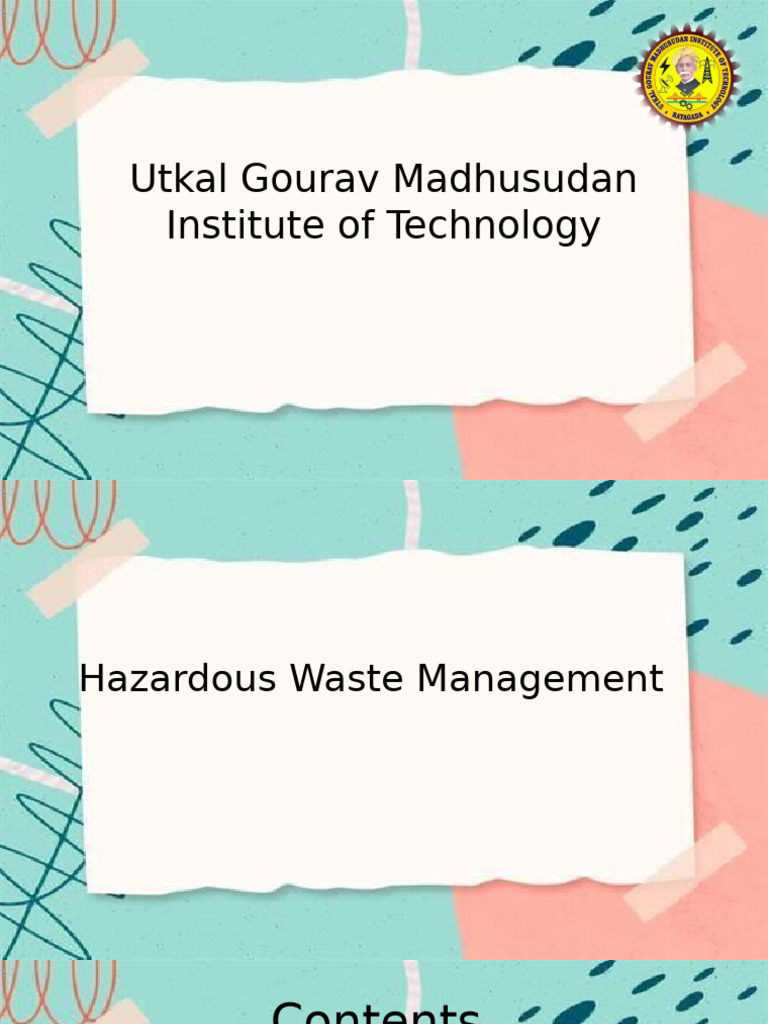 Utkal Gourav Madhusudan Institute of Technology 1st Topic | PDF | Waste | Hazardous Waste