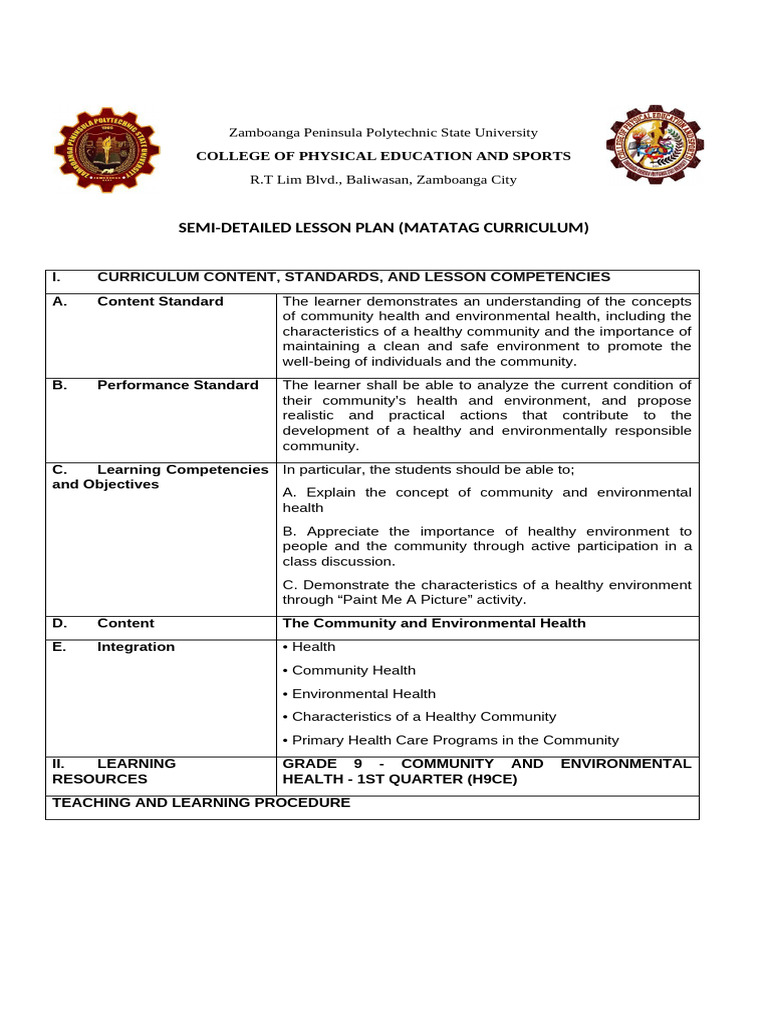 Lesson Plan Matatag Curriculum Semi Detailed 1 | PDF | Learning | Curriculum