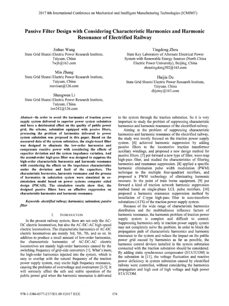 Passive Filter Design for Railway Harmonics | PDF | Electronic Filter ...