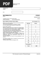 Edexcel A Level Mathematics - Pure (Paper 1) (Mock Exam - 2025) | PDF ...