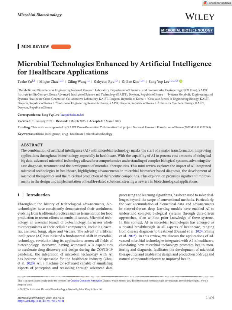 Microbial Biotechnology - 2025 - Yu - Microbial Technologies Enhanced ...