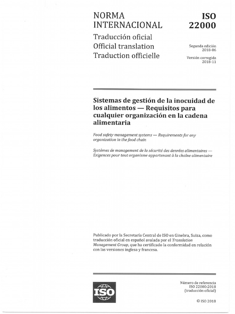 ISO 22000 2018 - Inocuidad | PDF