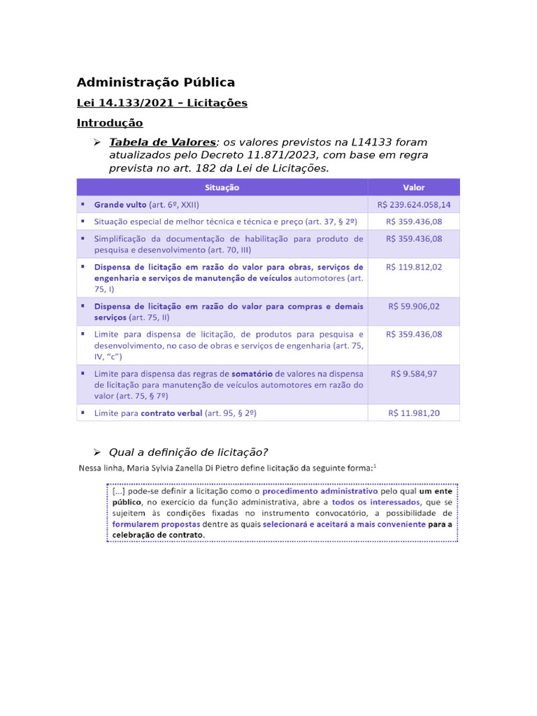 Adm Pub Lei 14 1332021 Licitacoes | PDF