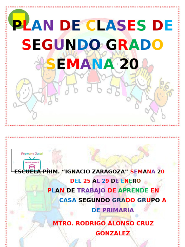 Plan de Clases Segundo Grado - Semana 20 | PDF | Maestros | Higiene