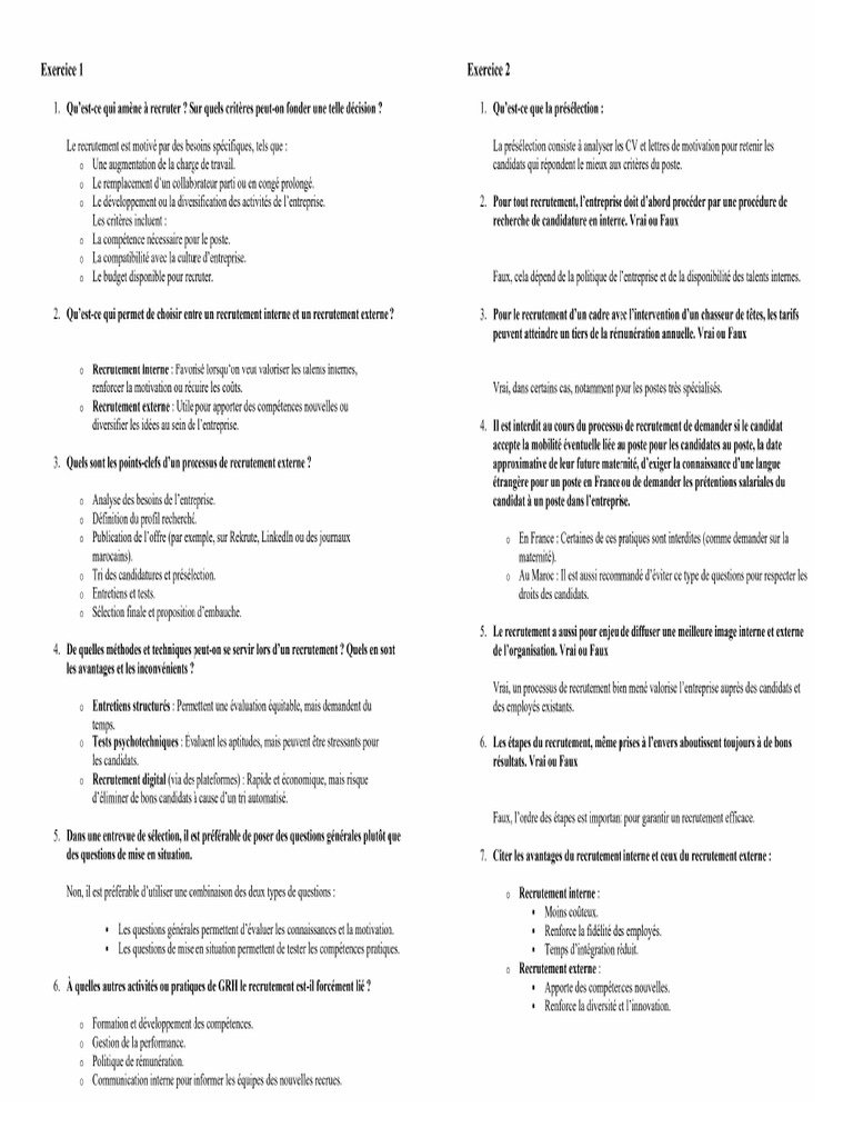 Gestion Ressource Humaine Exam Blanc - 1 | PDF