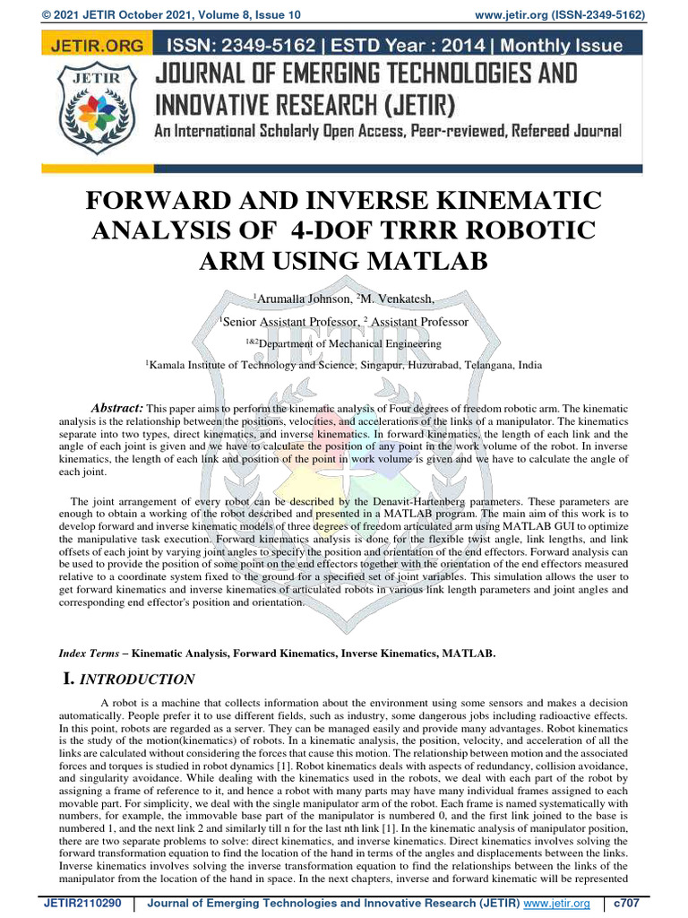 Forward_and_Inverse_Kinematic_Analysis_o | PDF | Kinematics | Matlab