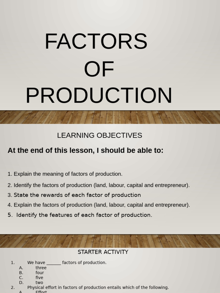 Understanding the 7 Factors of Production | PDF | Labour Economics ...