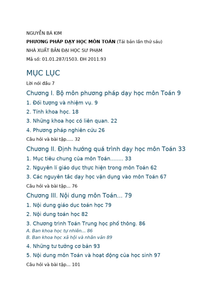 Bo Mon PPDH Mon Toan | PDF